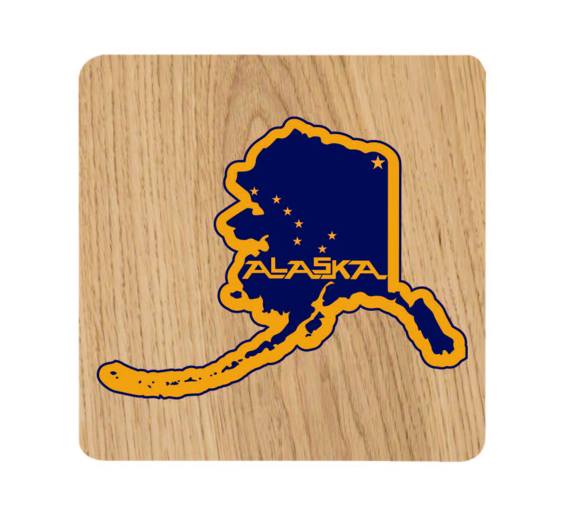 Alaska State Flag Wood Coaster – Cascade Provisions