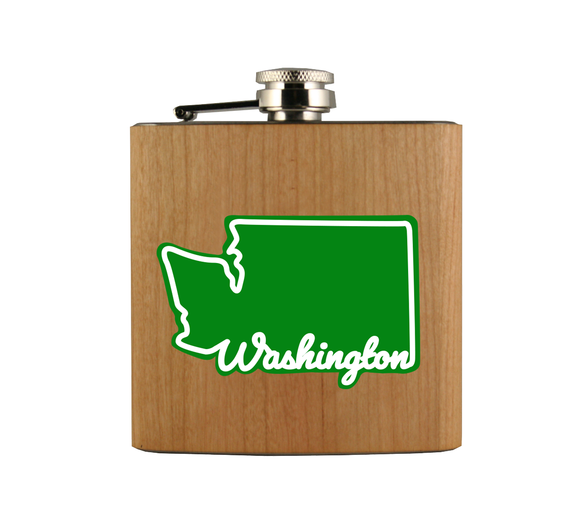 WA Script Wood Flask – Cascade Provisions WA Script Wood Flask – Cascade Provisions