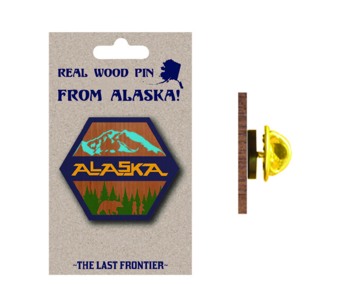 Alaska Badge Wood Pin – Cascade Provisions