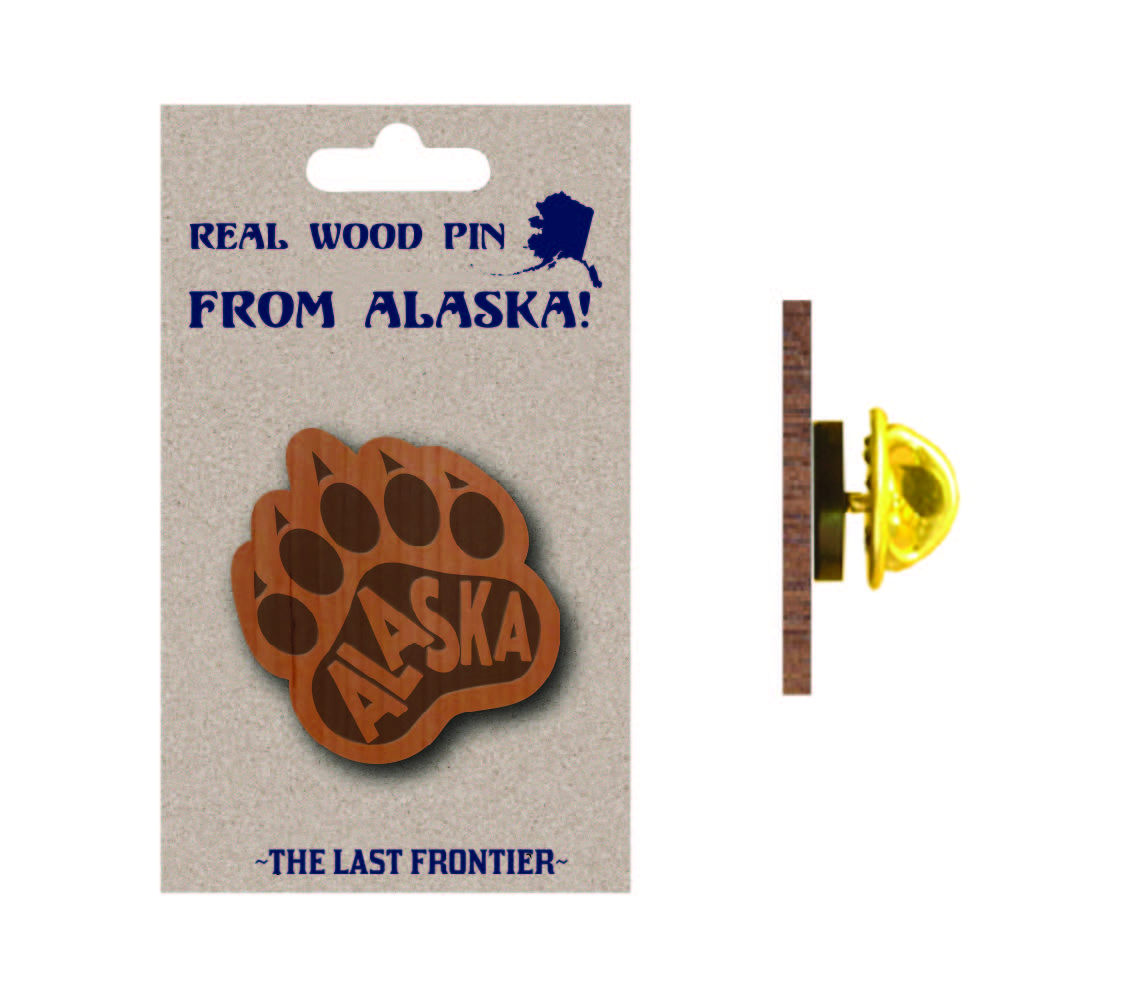 Alaska Bear Paw Wood Pin – Cascade Provisions